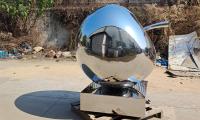 China Large Polished Stainless Steel Outdoor Apple Sculpture 120cm Height Mirror Finish for sale