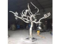 China Stainless Steel Mirror Polished Tree Sculpture 250cm H Outdoor Garden Decor for sale