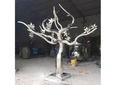 China Stainless Steel Mirror Polished Tree Sculpture 250cm H Outdoor Garden Decor for sale