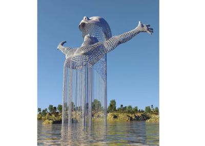 China 316 Stainless Steel Figure Sculpture Fountain 300cm Height Customizable Outdoor Decoration for sale