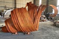 China Outdoor Large Corten Steel Conch Sculpture 270cm Long Metal Garden Ornament for sale