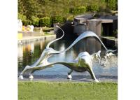 China Contemporary Matt Stainless Steel Bull Sculpture 180cm Length Outdoor Decoration for sale