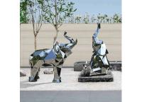 China Mirror Finish Stainless Steel Elephant Sculpture 180cm 230cm Garden Decoration for sale