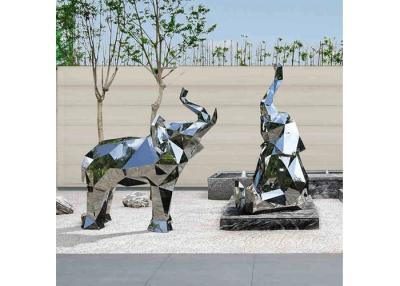 China Mirror Finish Stainless Steel Elephant Sculpture 180cm 230cm Garden Decoration for sale