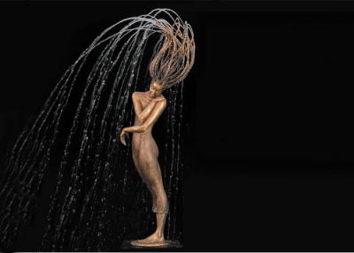 China Outdoor Garden Bronze Woman Water Fountain 250cm Height Antique Finish for sale