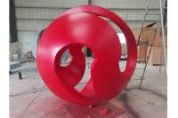 China 2M Stainless Steel Red Painted Ball Sculpture Garden Decoration Custom Size for sale