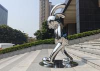 China Stainless Steel Rabbit Sculpture 200cm Garden Decoration Polished Finish Outdoor Art for sale