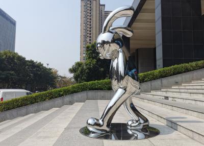 China Stainless Steel Rabbit Sculpture 200cm Garden Decoration Polished Finish Outdoor Art for sale