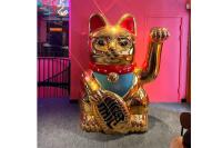 China Outdoor Fiberglass Gold Lucky Cat Statue 150cm-240cm Height Electroplated Finish Custom Sizes Available for sale