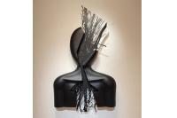 China Fiberglass Abstract Figure Wall Art Sculpture 145cm Black Matt Finish for sale
