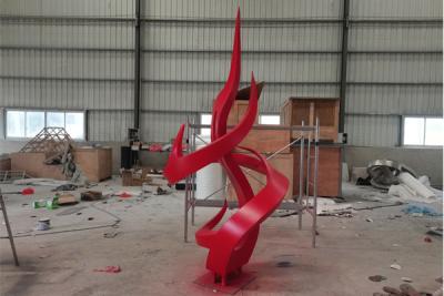 China 2.7m Red Painted Stainless Steel Flame Sculpture Outdoor Decoration for Garden for sale