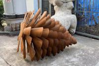 China Corten Steel Rusty Pine Cone Sculpture 150x120x120 cm for Garden Decor for sale