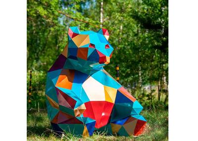 China Colorful Stainless Steel Bear Sculpture 180cm Garden Decoration Contemporary Art for sale