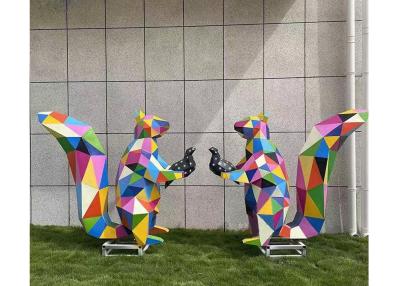China Colorful Stainless Steel Squirrel Sculpture 150cm Garden Decoration for sale