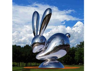 China Outdoor Decorative Mirror Stainless Steel Animal Rabbit Sculpture 150cm 180cm for sale