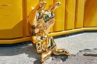 China Mirror Gold Stainless Steel Rabbit Sculpture Modern Outdoor Decoration 150cm for sale