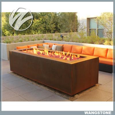 China Corten Steel Rectangular Fire Pit 200×65×65 cm Outdoor Garden Heater with Custom Sizing Options for sale