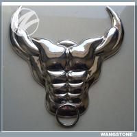China 50cm Metal Buffalo Skull Wall Art Sculpture in Stainless Steel with Mirror Polish or Red Paint Finish for sale