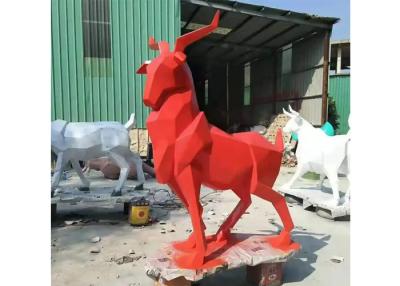 China Life Size Modern Public Art Fiberglass Deer Sculpture Outdoor Geometric Design for sale