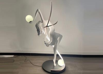 China Painted White Stainless Steel Woman Sculpture with Lights 200cm Garden Decoration for sale