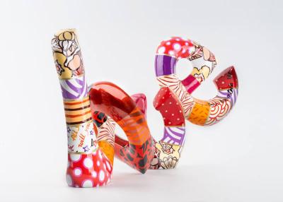 China Modern Contemporary Love Letter Outdoor Fiberglass Sculpture 50cm H Colorful for sale