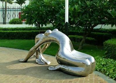 China Polished Stainless Steel Woman Bench Sculpture Custom Size Garden Art for sale
