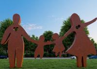 China Corten Steel Family Figure Sculpture Custom Size Rusty Finish Outdoor Park Art for sale
