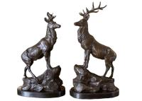 China Life Size Bronze Deer Sculpture Customizable Patina Finish for Indoor Outdoor Decor for sale