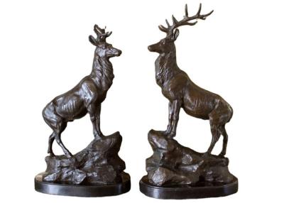 China Life Size Bronze Deer Sculpture Customizable Patina Finish for Indoor Outdoor Decor for sale