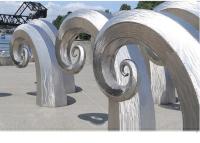 China Large Metal Wave Sculpture Outdoor Abstract Stainless Steel Art 120cm Height Custom for sale