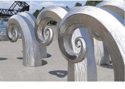 China Large Metal Wave Sculpture Outdoor Abstract Stainless Steel Art 120cm Height Custom for sale
