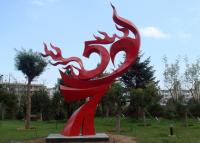 China Large Painted Red Stainless Steel 316 Metal Flame Sculpture 5m Outdoor Garden Art for sale