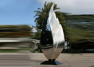China Polished Stainless Steel Leaf Sculpture 200cm 250cm 300cm Park Art Decoration Corrosion Resistant for sale