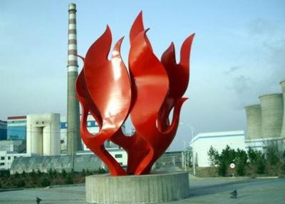 China Modern Red Painted Stainless Steel Outdoor Flame Sculpture 1.8m OEM ODM for sale