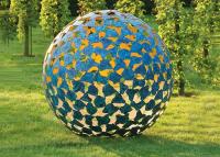 China Large 100cm Luminous Sphere Stainless Steel Sculpture for Garden Decoration with Painted Finish for sale