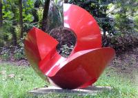 China Painted Stainless Steel Curved Outdoor Sculpture Custom Size 316L Metal Art for sale
