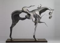 China 170cm Life Size Abstract Stainless Steel Horse Sculpture with Brushed Finishing for Outdoor Decoration for sale