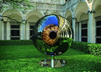 China 100cm Diameter Stainless Steel Eyeball Sculpture - Handmade Polished Garden Art for Outdoor Decoration for sale