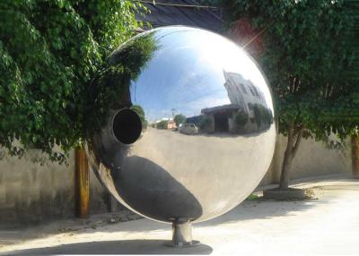China Polished Stainless Steel Hollow Ball Sculpture 70-120cm Diameter Mirror Finish Outdoor Garden Decor for sale