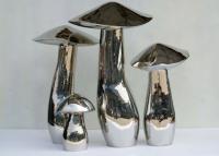 China Stainless Steel Mushroom Garden Sculpture Set 50-120cm Mirror Polished Outdoor Art Decoration for sale