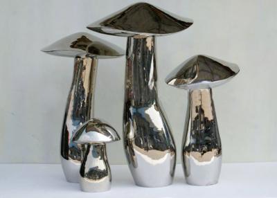 China Stainless Steel Mushroom Garden Sculpture Set 50-120cm Mirror Polished Outdoor Art Decoration for sale