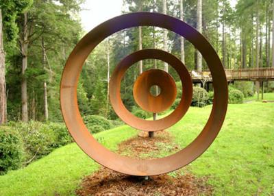 China Laser Cut Corten Steel Garden Sculpture Circle Shape 150cm 180cm 200cm Outdoor Rusty Decoration for sale