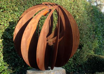China Corten Steel Hollow Outdoor Metal Sphere Sculpture 1m Diameter Custom Sizes Available for sale