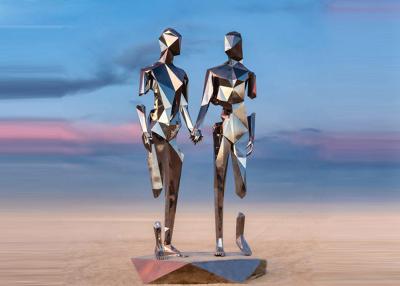 China Large Landscape Polished Stainless Steel Lover Sculpture 300cm Height Outdoor Art for sale
