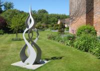 China Large Contemporary Abstract Stainless Steel Garden Sculpture 2.4m Painted Swirl Art for Home Decoration for sale