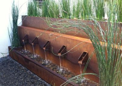 China Corten Steel Water Feature with Planter Function 3m Length for Outdoor Garden and Hotel Yard Decoration for sale