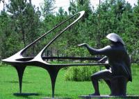 China 150 cm Life Size Bronze Piano Player Statue with Black-Chrome Finish for Outdoor Garden and Hotel Decoration for sale