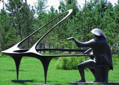 China 150 cm Life Size Bronze Piano Player Statue with Black-Chrome Finish for Outdoor Garden and Hotel Decoration for sale