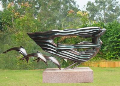 China Life Size Bronze Dolphin Woman Statue Abstract Outdoor Garden Sculpture Custom Patina for sale