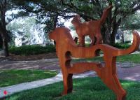 China Contemporary Corten Steel Dog and Cat Garden Sculpture - 200cm Height, Weather-Resistant Outdoor Decoration for sale